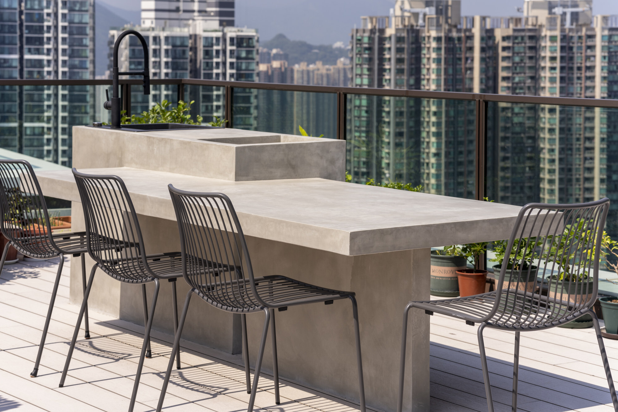 Rooftop jacuzzi, bold yellow sofa and a faux-leather wall give ...