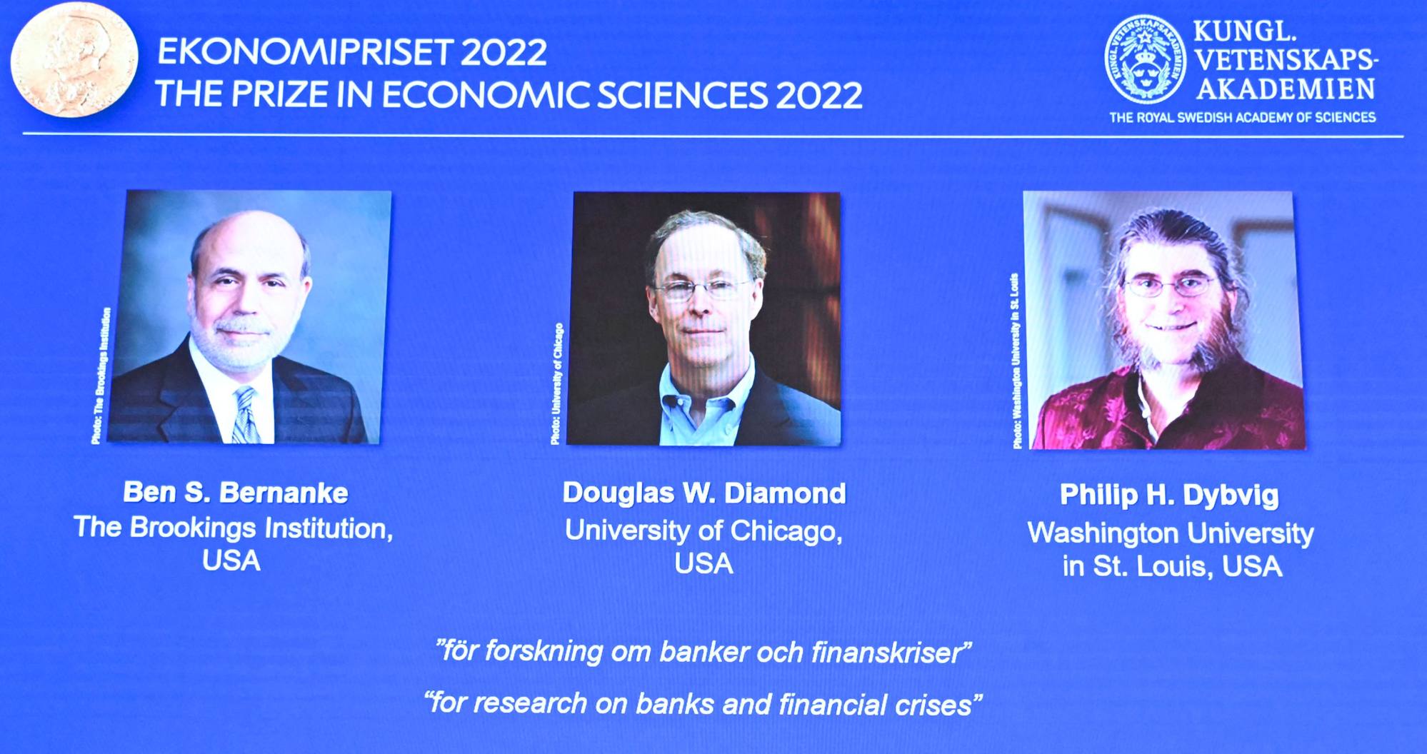 Nobel Economics Prize awarded to US trio Ben Bernanke, Douglas Diamond ...