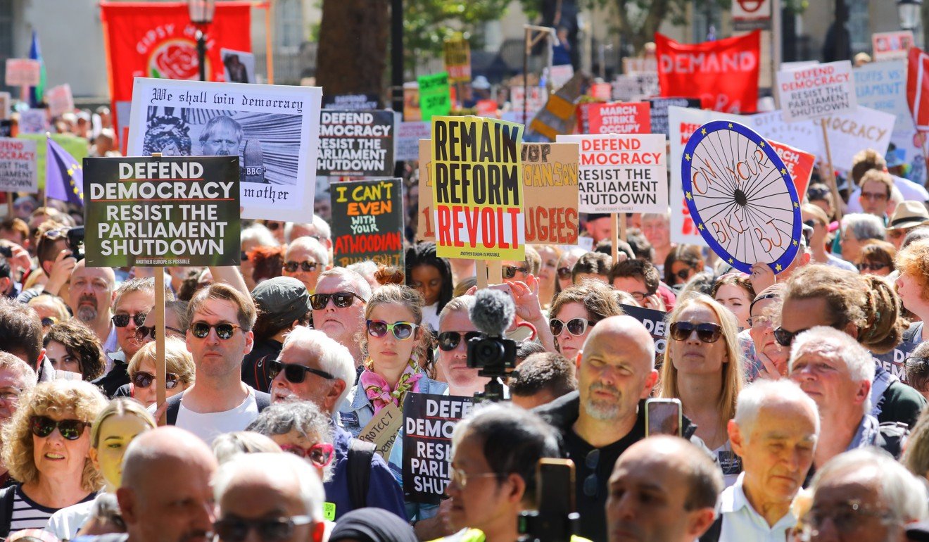 Thousands in UK protest against Boris Johnson’s move to suspend ...