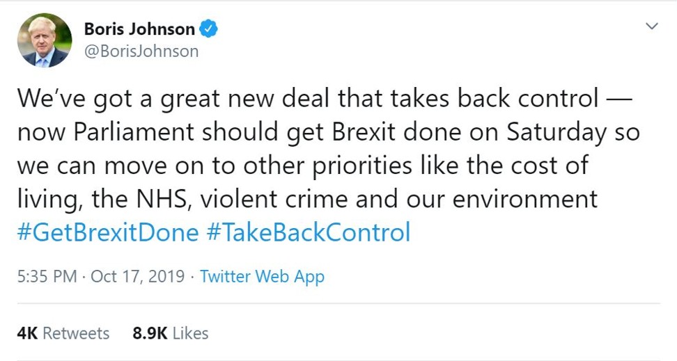 Boris Johnson urges British lawmakers to ratify agreement, as EU and UK ...
