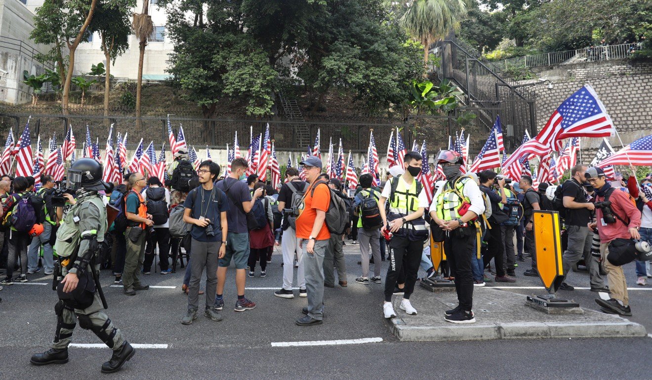 Hundreds gather at Chater Garden to thank US President Donald Trump for ...