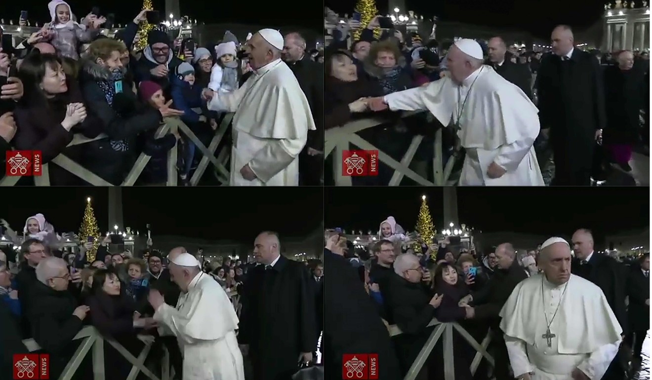 Pope apologises for slapping hand of woman who grabbed him | South ...