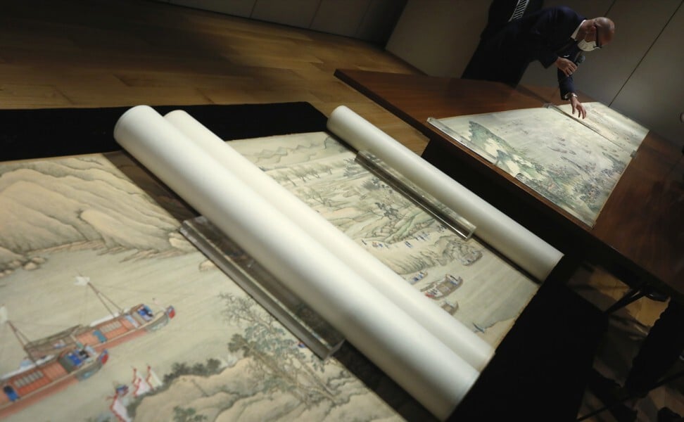 Chinese scroll painting that was mutilated will be shown whole for the ...