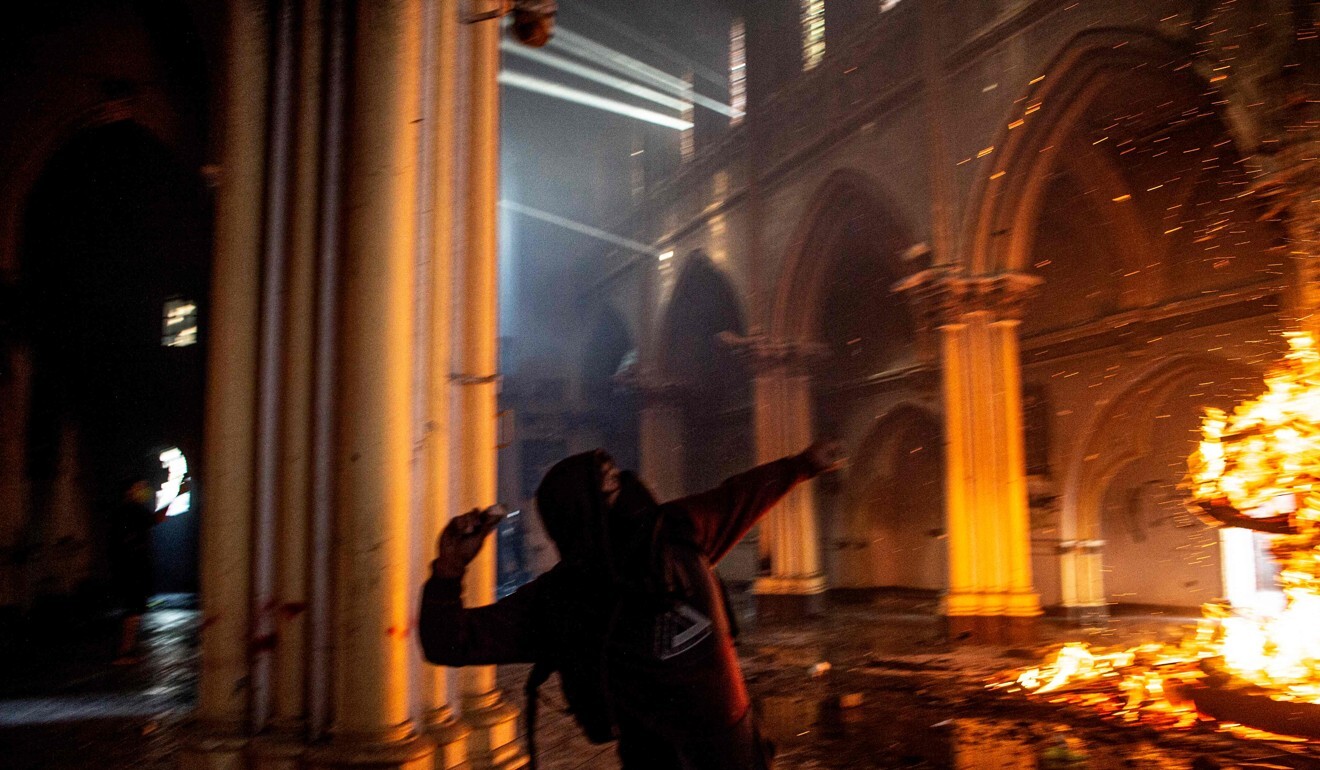 Churches burn as Chile protest anniversary rallies turn violent | South ...