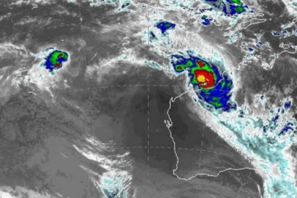 Tropical cyclone crossing Western Australian coast | South China ...