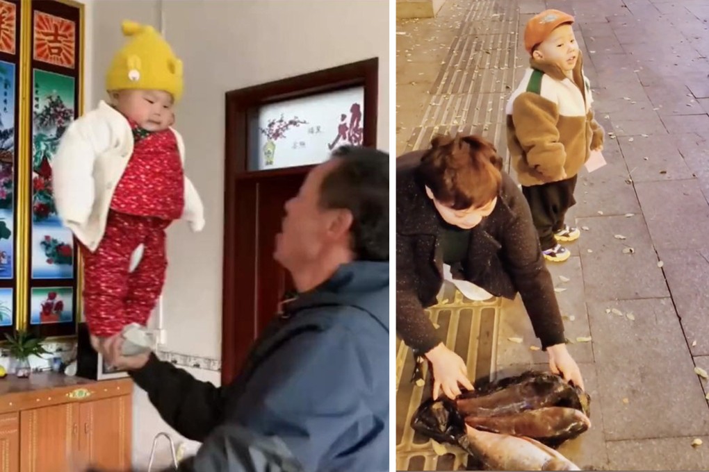 Quirky kids in China: ‘stunt’ baby stands on grandpa’s hand, toddler ...