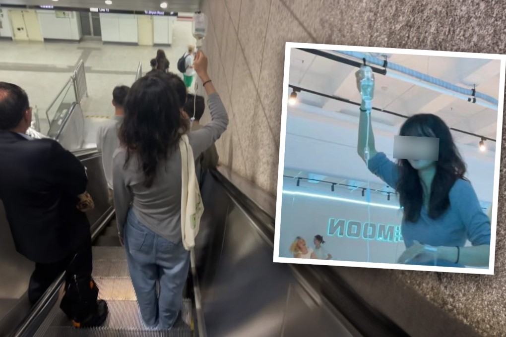 ‘Like the old me’: woman with IV drip holding fluid bottle on subway ...