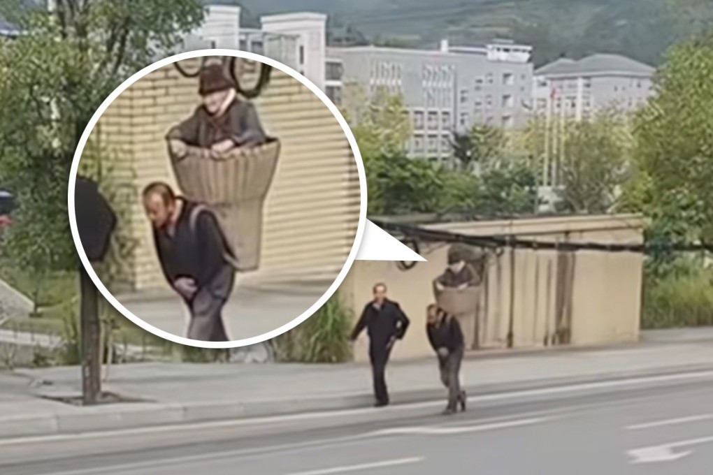 Basket brothers: video of China siblings taking turns to carry mother ...