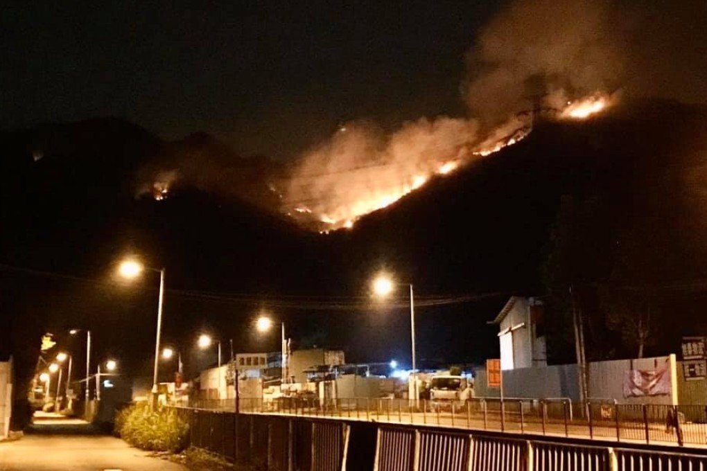 Large hill fire burns in Hong Kong for more than 8 hours | South China ...