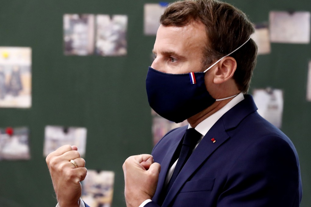 Stylish and made in France, face mask President Macron wore to ...