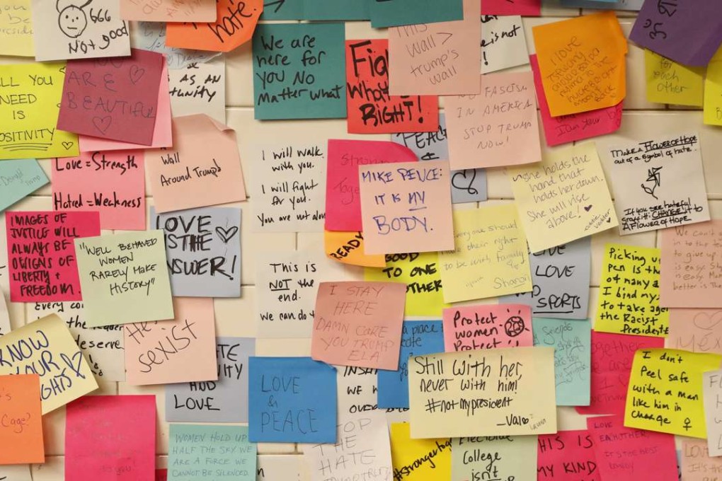 New Yorkers build wall of sticky notes to defy, mock Trump | South ...