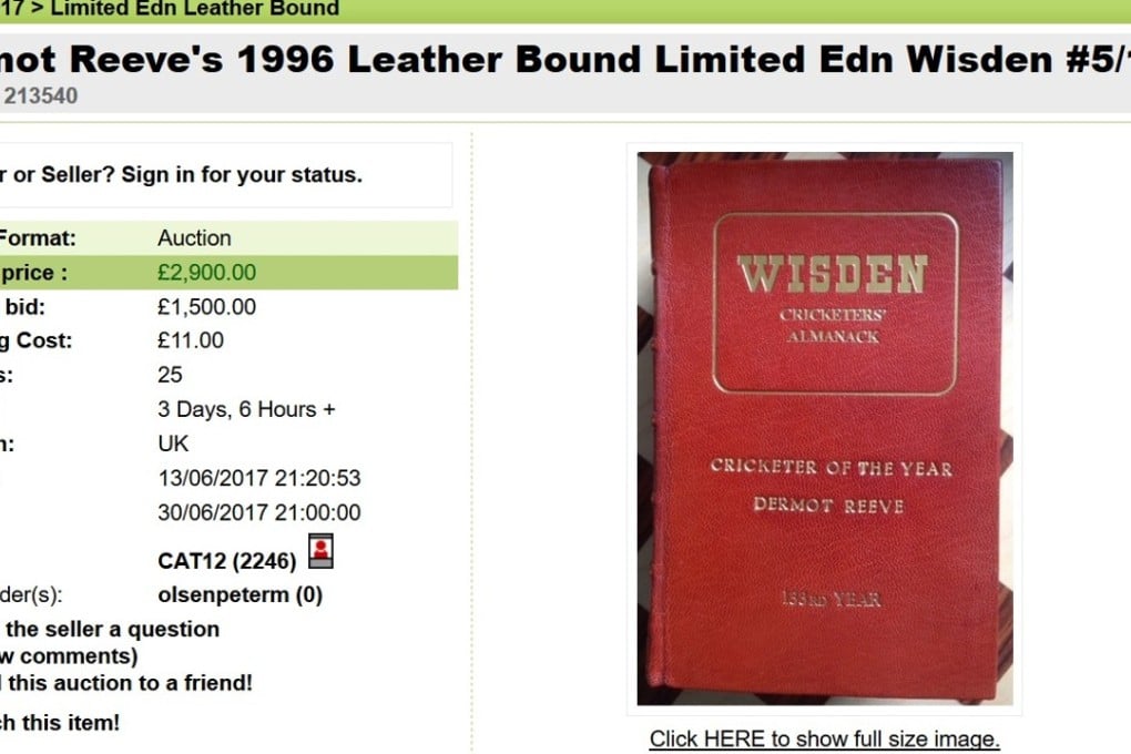 HK-born Dermot Reeve auctions prized Wisden Cricketer of the Year book ...