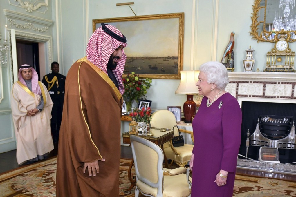 Saudi Crown Prince Mohammed bin Salman greeted by queen and protesters ...
