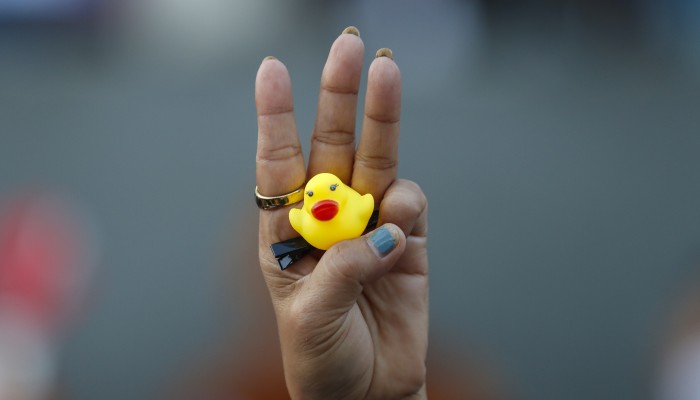 Yellow rubber duck becomes the symbol of Thai protests | South China ...