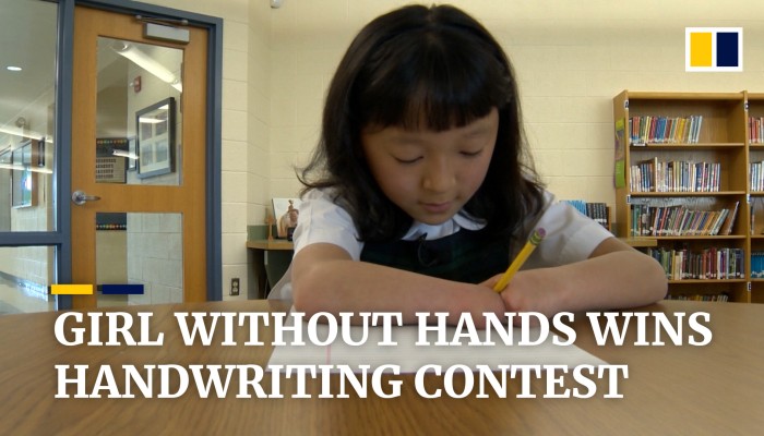 Girl without hands wins US handwriting contest | South China Morning Post