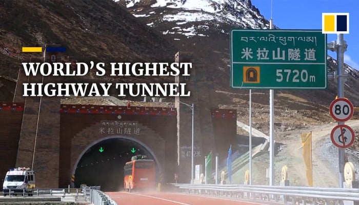 World's highest highway tunnel opens to traffic in Tibet | South China ...