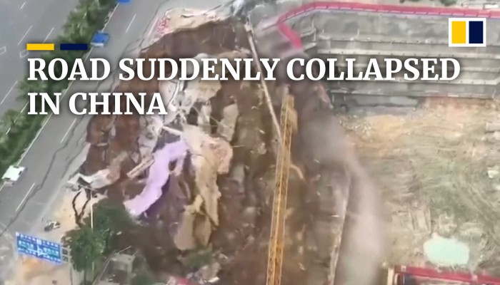 Massive road collapse in China | South China Morning Post