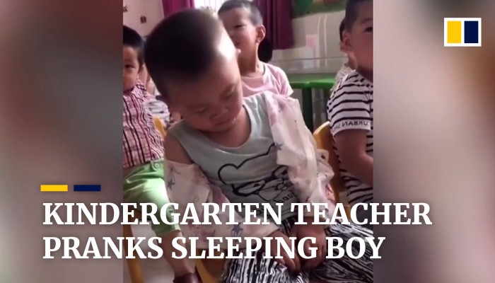 Kindergarten Teacher Pranks Sleeping Boy In Class South China Morning