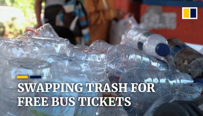 Indonesians swap trash for bus tickets in a bid to help reduce plastic ...