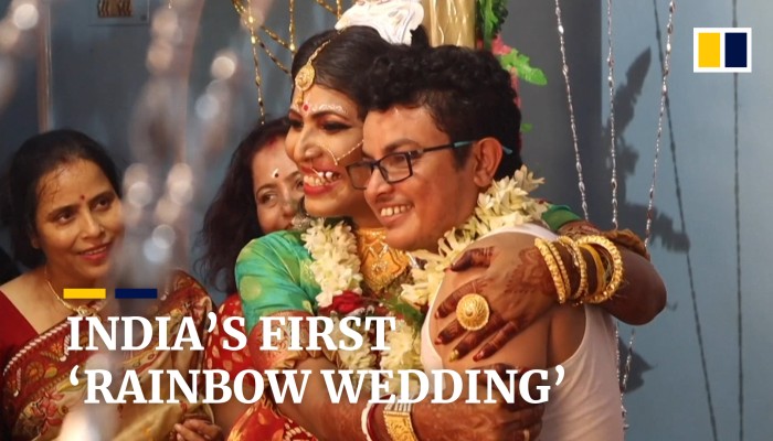 India’s first transgender couple tie the knot in traditional Bengali ...