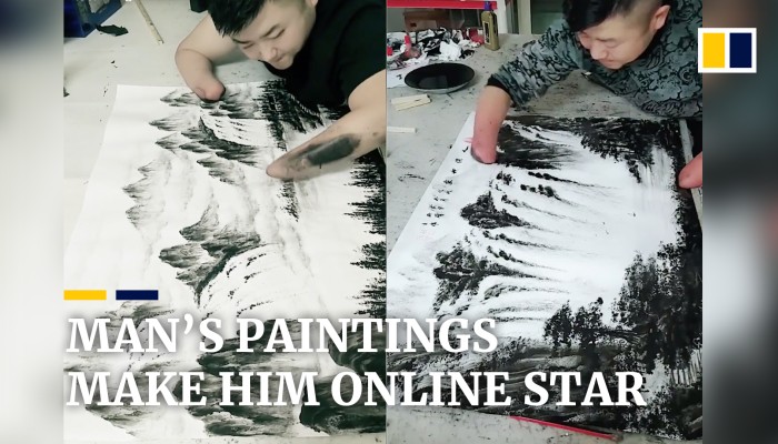 Chinese man with no hands becomes online star for his paintings | South ...