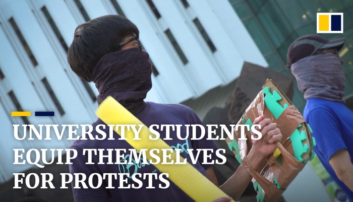 Hong Kong university students get equipped for the ongoing protests ...