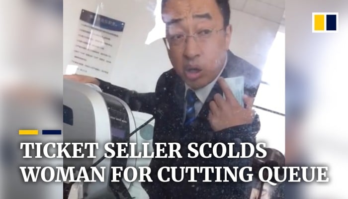 Chinese ticket seller scolds woman for cutting queue | South China ...