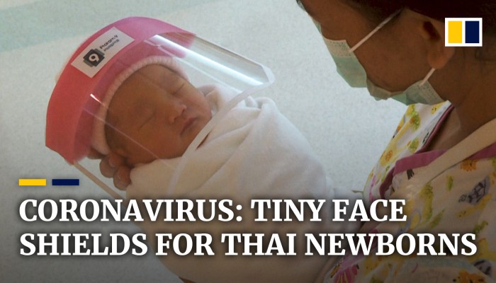 Newborn babies in Bangkok hospital are given tiny face shields to ...