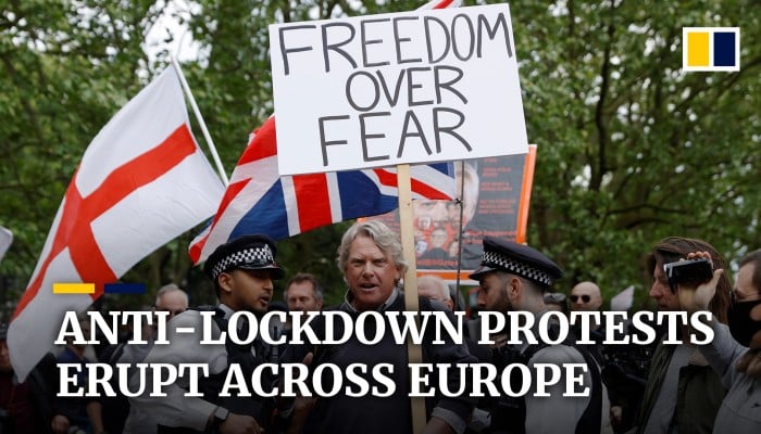 Coronavirus: anti-lockdown protests erupt across Europe in UK, Germany ...