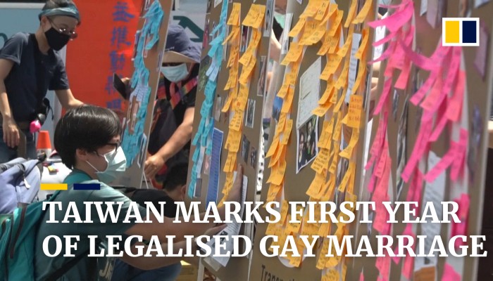 Taiwan marks anniversary of Asia's first law legalising gay marriage ...