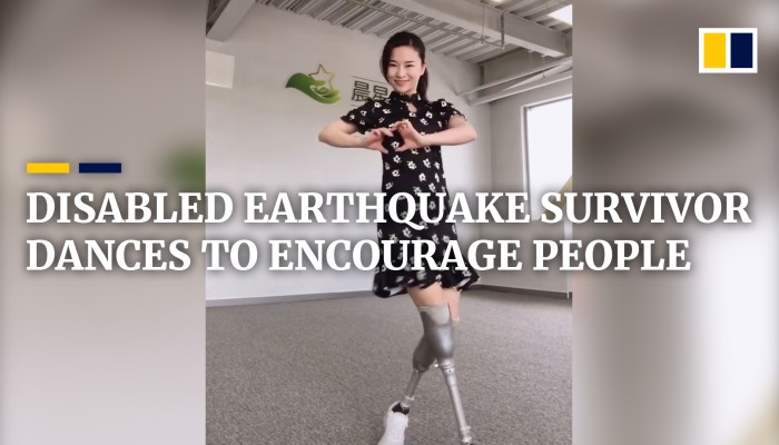 Chinese disabled earthquake survivor Liao Zhi dances to encourage ...