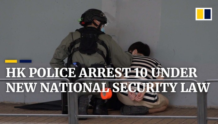 Hong Kong Police Arrest 10 Under New National Security Law South
