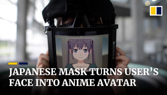 Japanese students build face mask with screen displaying wearer's face ...
