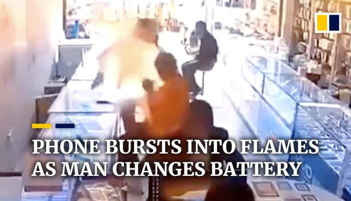 Phone bursts into flames as man in China tries to change battery ...