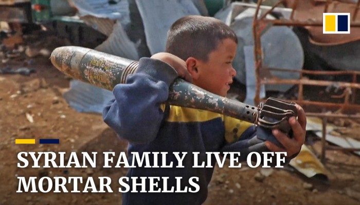 Displaced Syrian family makes living out of spent missiles and mortar ...