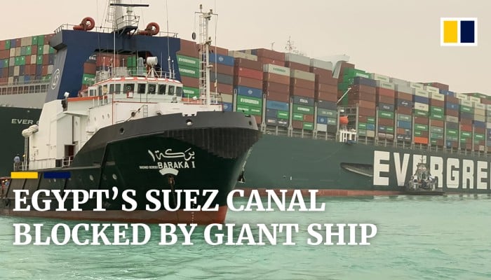 Giant cargo ship causes marine traffic jam by blocking Egypt’s Suez ...