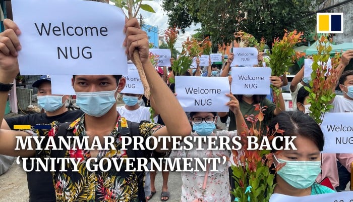 Anti-coup protesters turn out in support of Myanmar’s new National ...