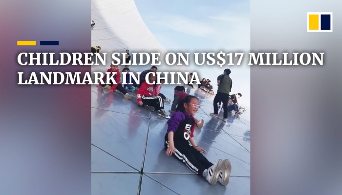 Children slide on US$17 million landmark in China | South China Morning ...