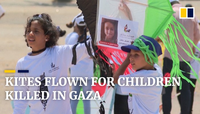 Free from war: Gaza children fly kites with portraits of peers killed ...