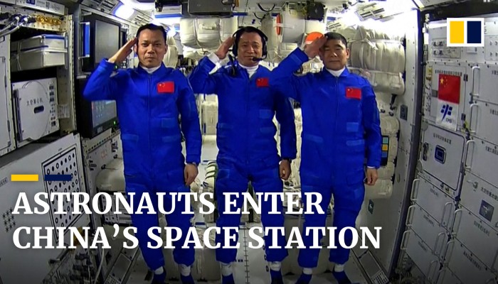 Chinese astronauts explore space station that will be their home for ...