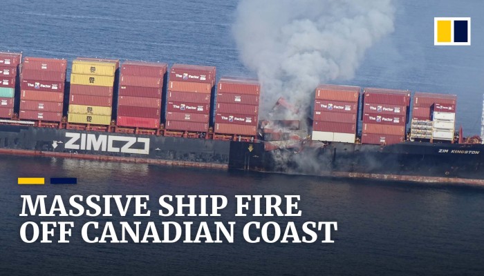 Massive container ship ablaze off Canadian coast spewing toxic gas ...