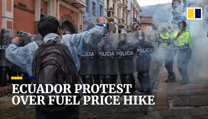 Demonstrators clash with police in Ecuador during protest over fuel ...