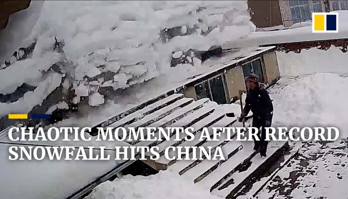 Chaotic moments after record snowfall hits China | South China Morning Post