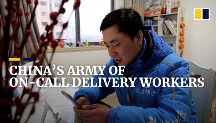 China’s delivery workers standby for last-minute orders during the ...