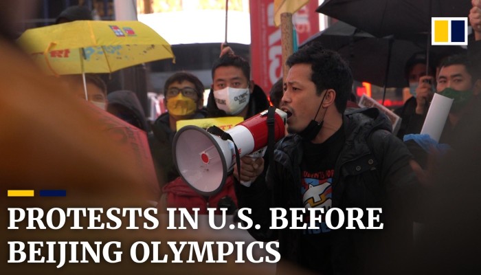 Protesters in the US rally against Beijing Winter Olympics hours before ...