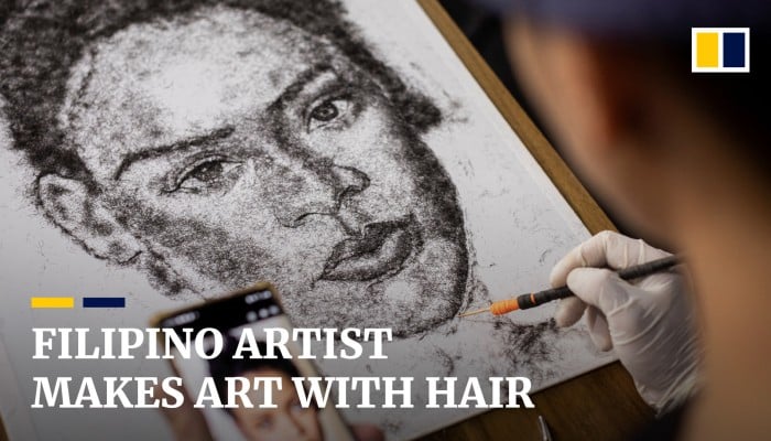 Filipino artist uses own hair to create portraits | South China Morning ...