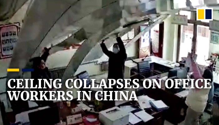 Ceiling collapses on office workers in China | South China Morning Post