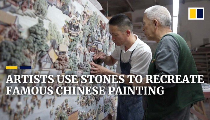 Artists use stones to recreate famous Chinese painting | South China ...