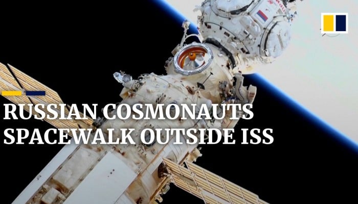 Russian cosmonauts spacewalk outside International Space Station for a ...