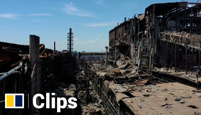 Drone footage shows destruction at Azovstal steel plant in Ukrainian ...